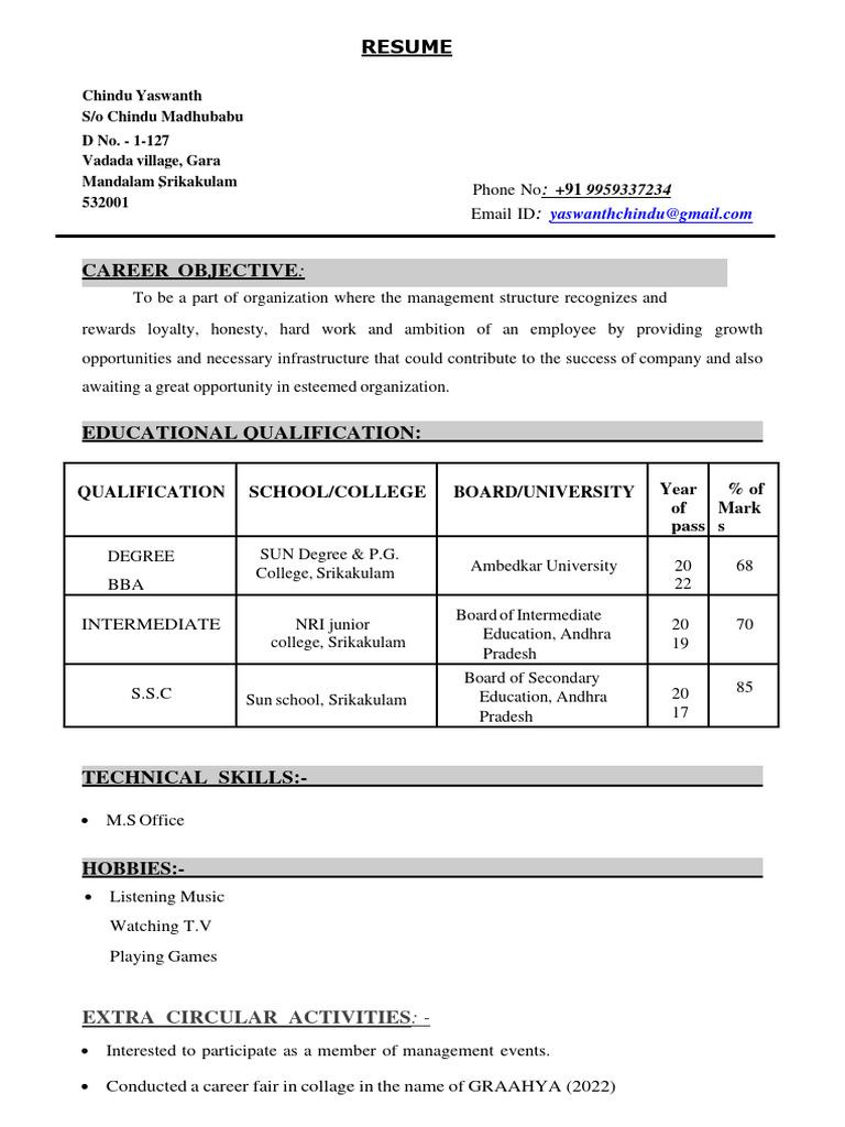 Yash Resume PDF | PDF