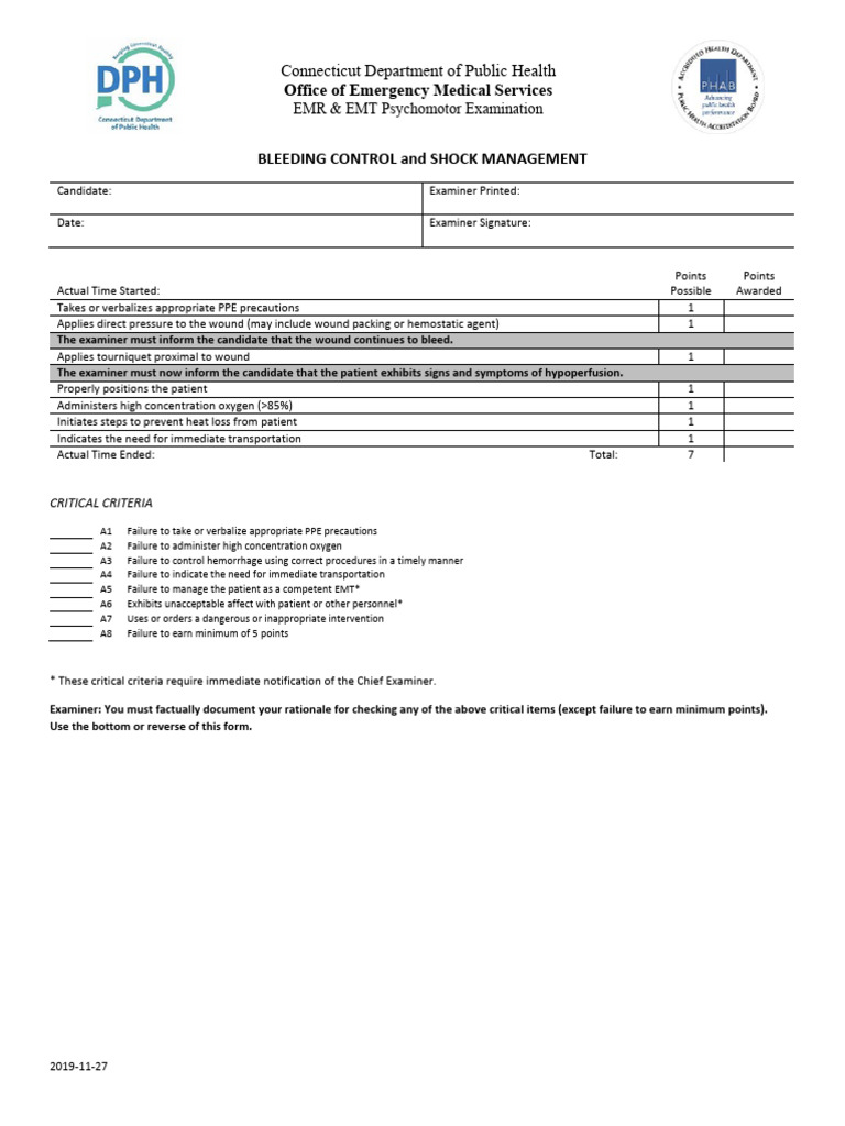 2020 EMR and EMT Psychomotor Skill Sheets | PDF | Cardiopulmonary ...