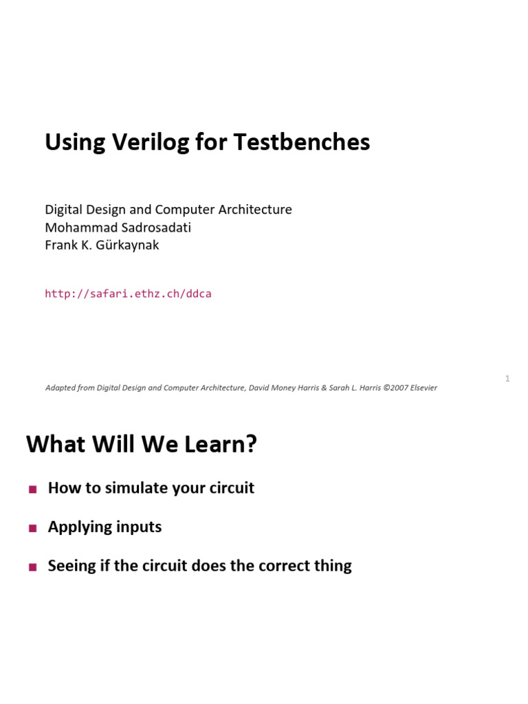 12 Verilog Testbenches 1 Pdf Hardware Description Language Software Development 