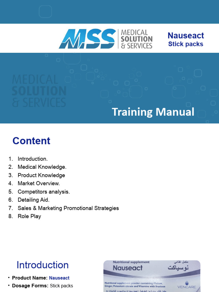 Nauseact Training Manual-1 | PDF | Nausea | Dietary Supplements