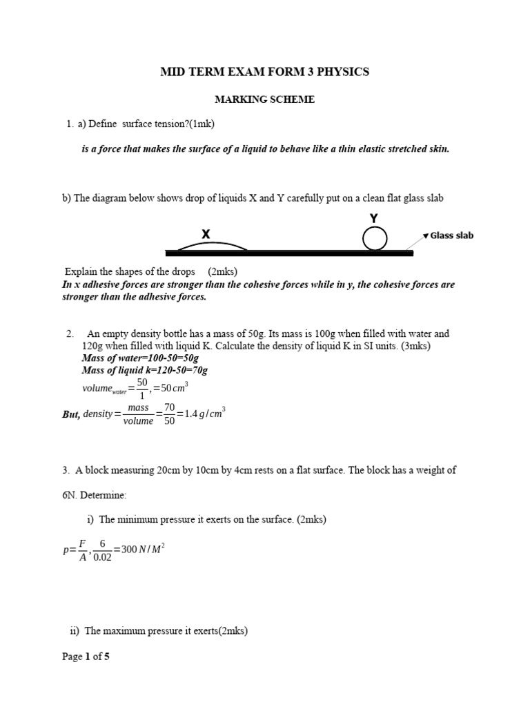 Phy f3 Ms Edited | PDF | Refraction | Density