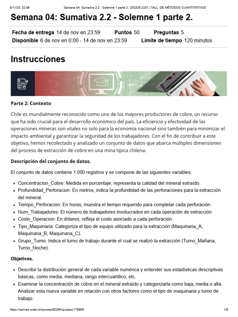 Semana 04 - Sumativa 2.2 - Solemne 1 Parte 2. - 202325.2231 - TALL. de MÉTODOS CUANTITATIVOS ...