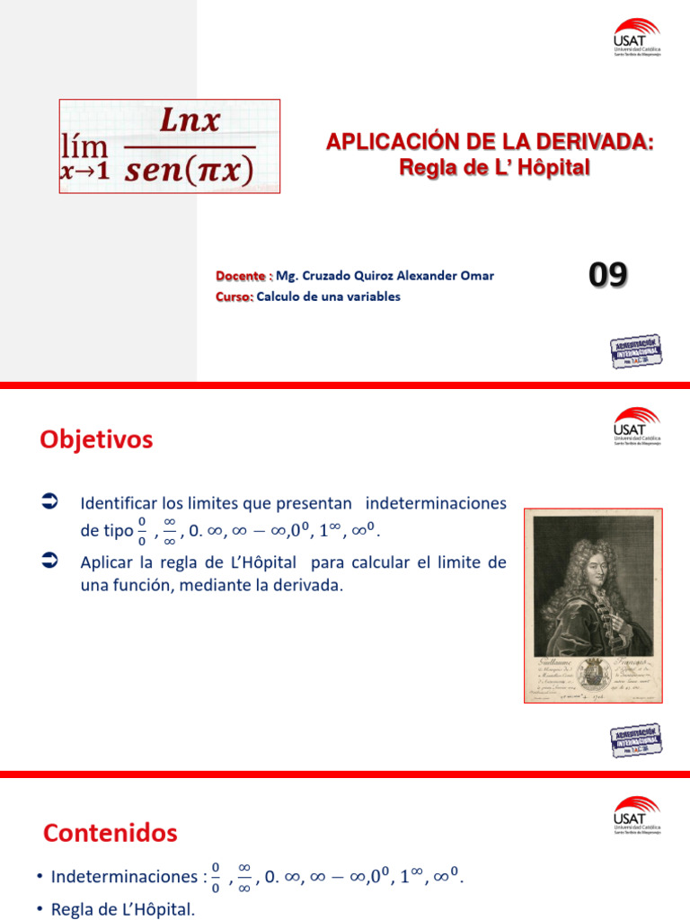 Sesión 09 - PPT Aplicaciones de La Derivada-Regla de LHopital | PDF ...