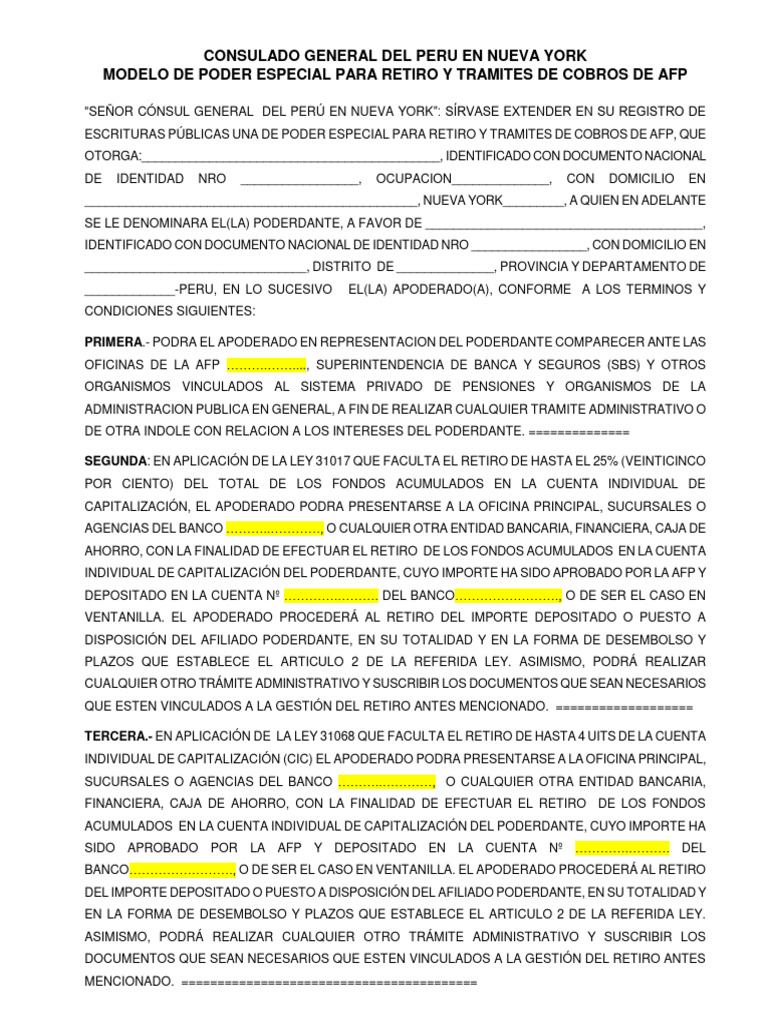 Afp - Modelo para Retiro de Afp - Amplio | PDF | Bancos | Servicios financieros