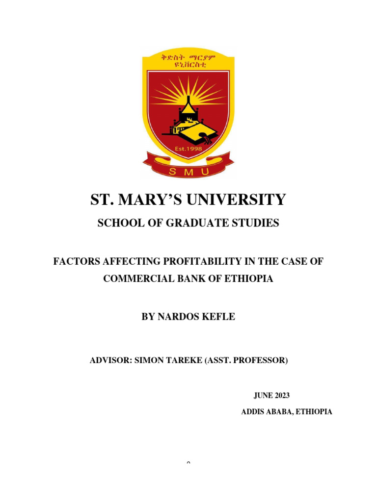 Nardos Kefle Thesis After Defence | PDF | Cost Of Living | Banks