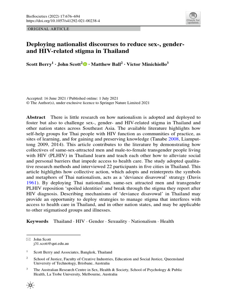 Berry Et al-2022-BioSocieties | PDF | Social Stigma | Homosexuality