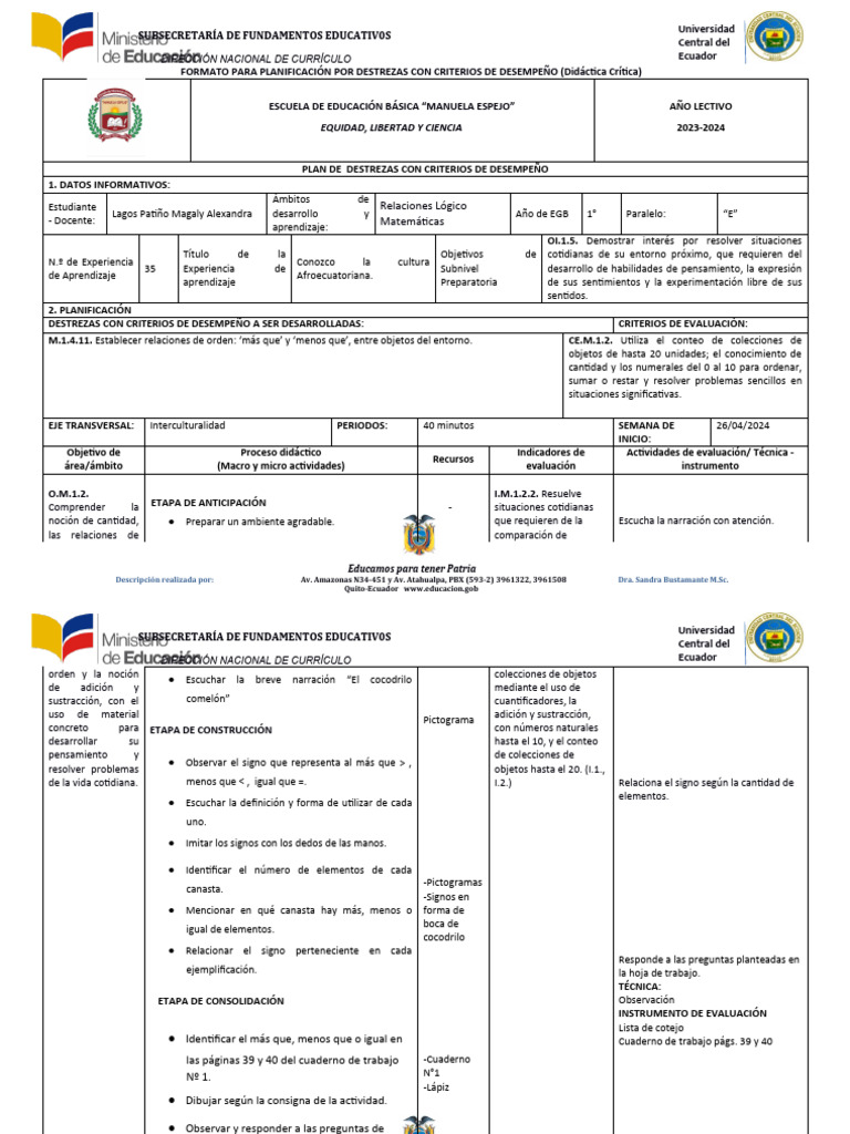 Mas Que - Menos Que | PDF | Plan de estudios | Evaluación
