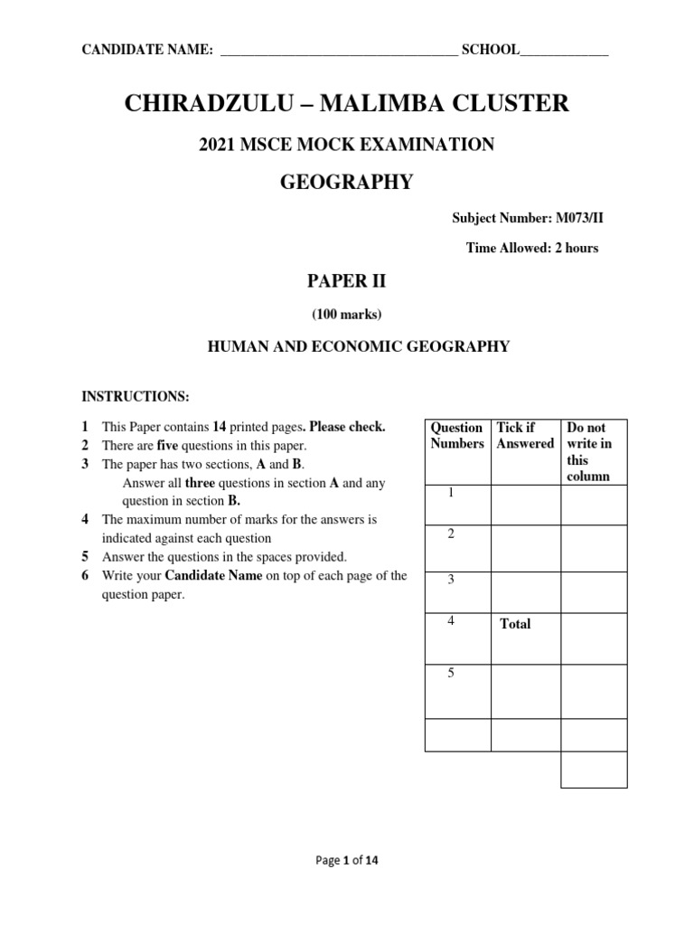 2021 Geography Paper Ii Mock | PDF | Climate Change | Natural Environment