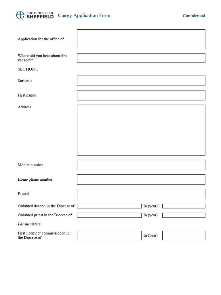 Clergy Application Form Updated | PDF | Career & Growth | Social Science