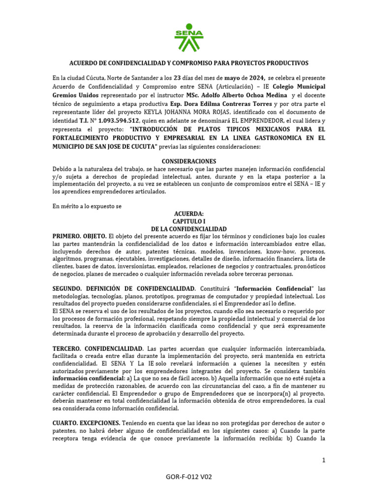 Formato Acta de Cofidencialidad 1 | Descargar gratis PDF | Propiedad ...