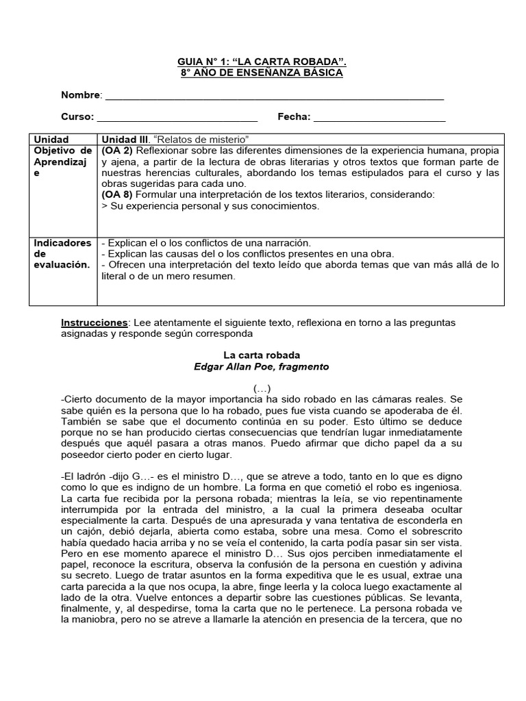 Guia 2 La Carta Robada Pdf