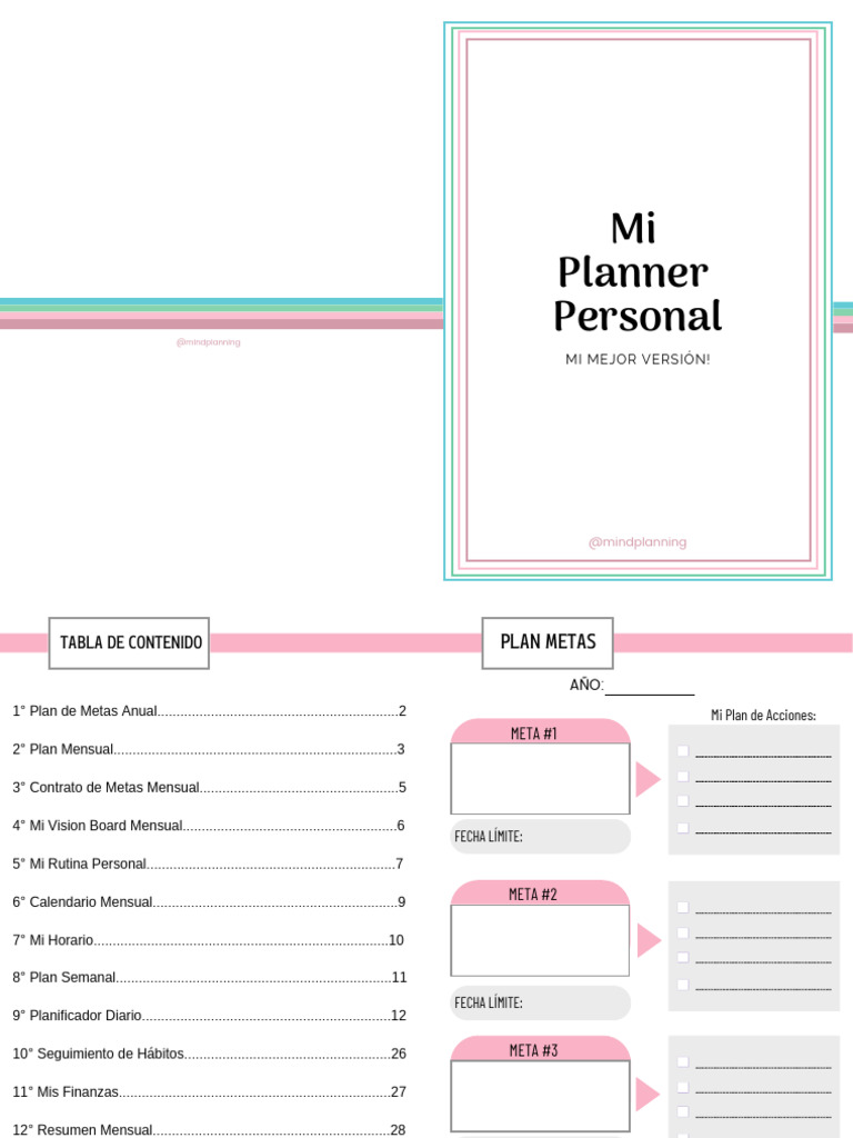 Planner Personal para Metas Anuales | PDF