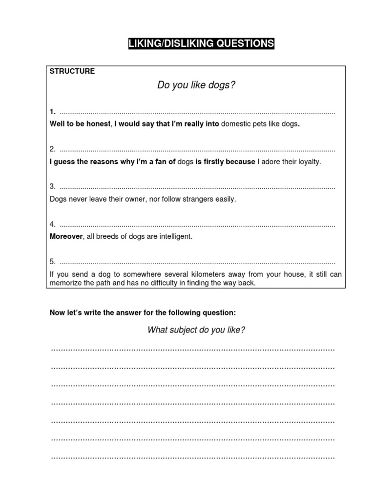 (Speaking Part 1) Liking and Disliking | PDF | Language Arts & Discipline