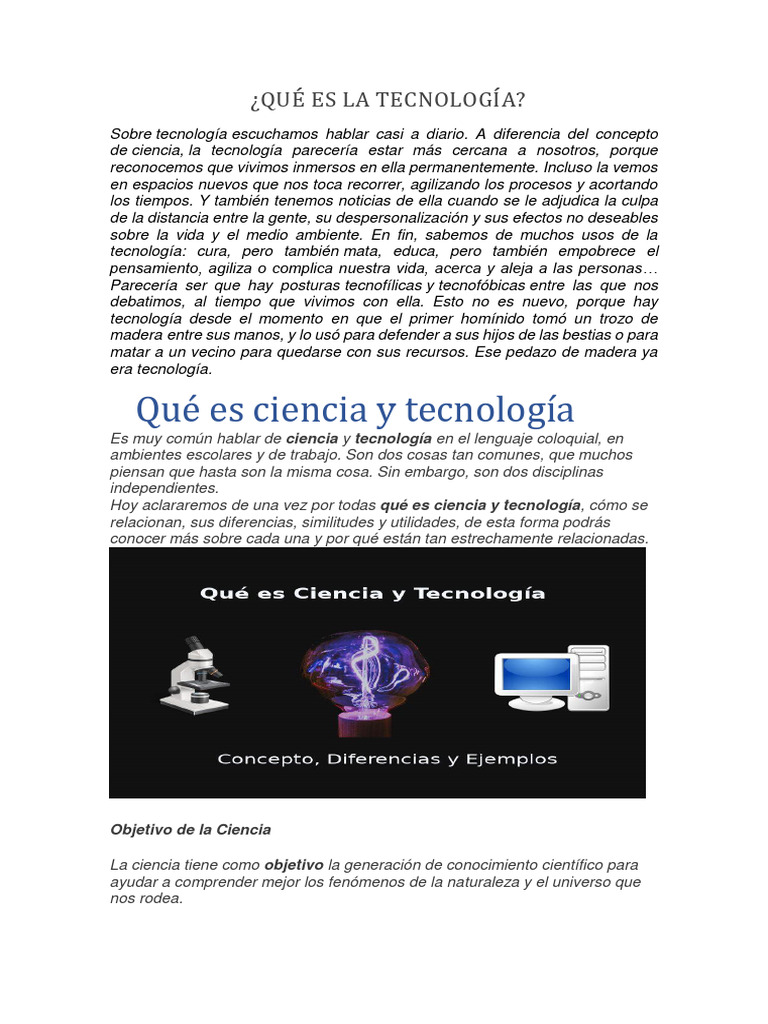 Ciencia y Tecnología: Definiciones y Relación | PDF | Conocimiento ...
