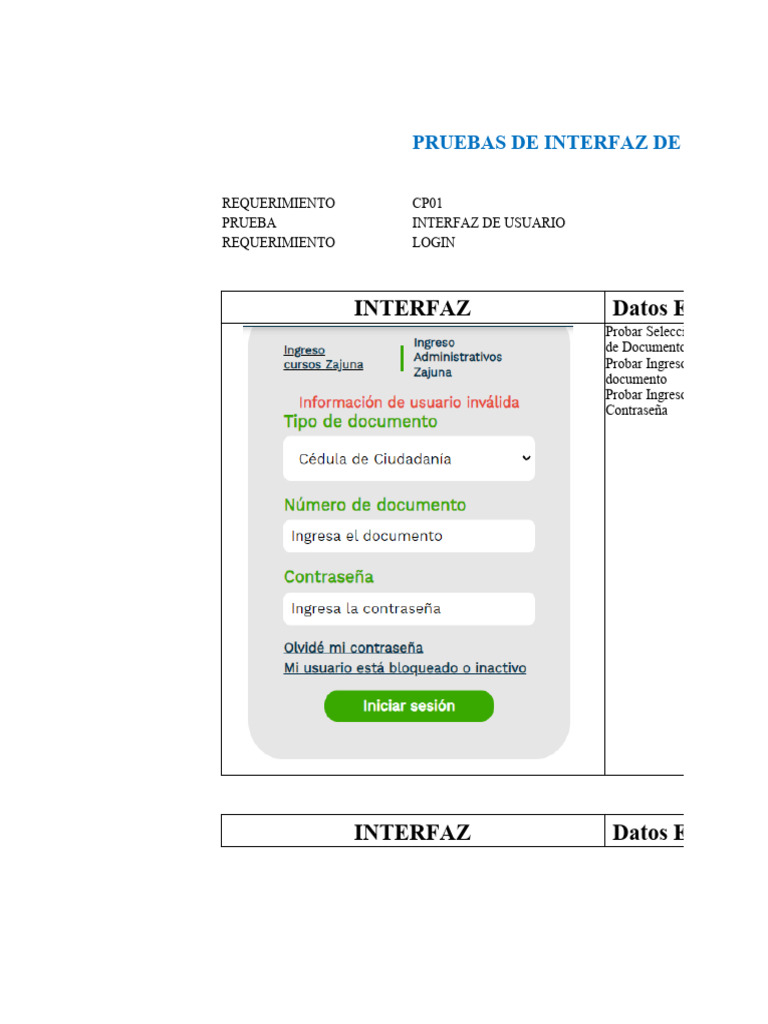 Pruebas de Interfaz de Usuario para Login | PDF | Informática