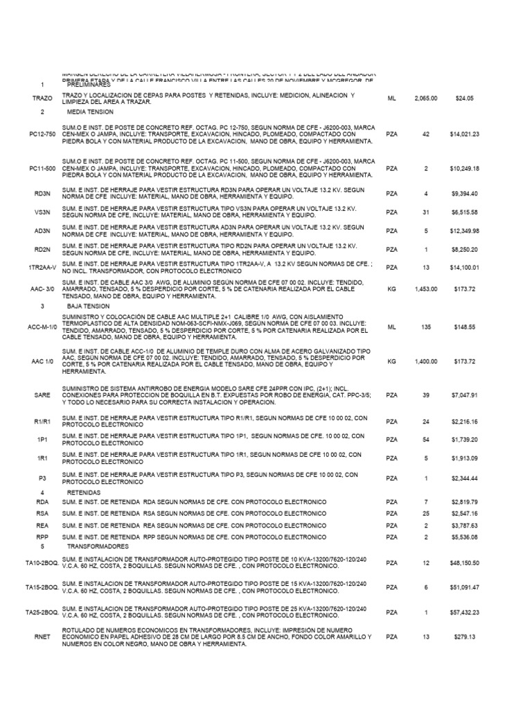 Expansión Eléctrica en Centla | PDF | Bienes manufacturados | Cantidades fisicas