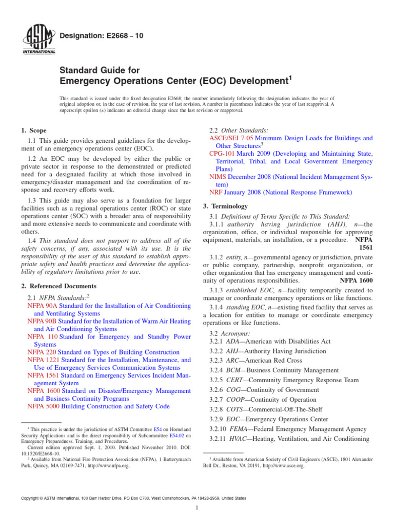 Emergency Operations Center (EOC) Development: Standard Guide For | PDF | Emergency Management ...