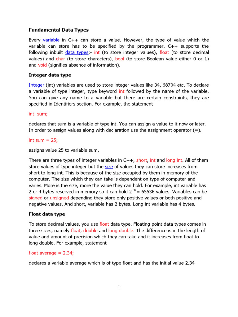Lecture 2 DataTypes-1 | PDF | Data Type | Integer (Computer Science)