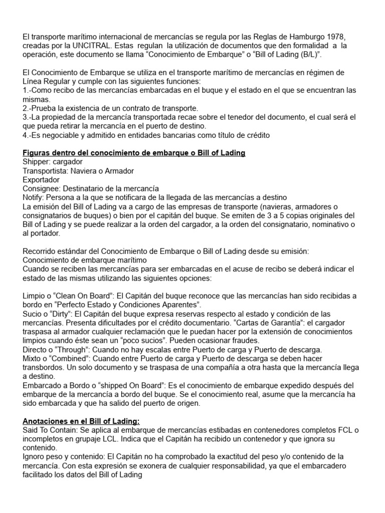 Guía del Conocimiento de Embarque | PDF | Negocios