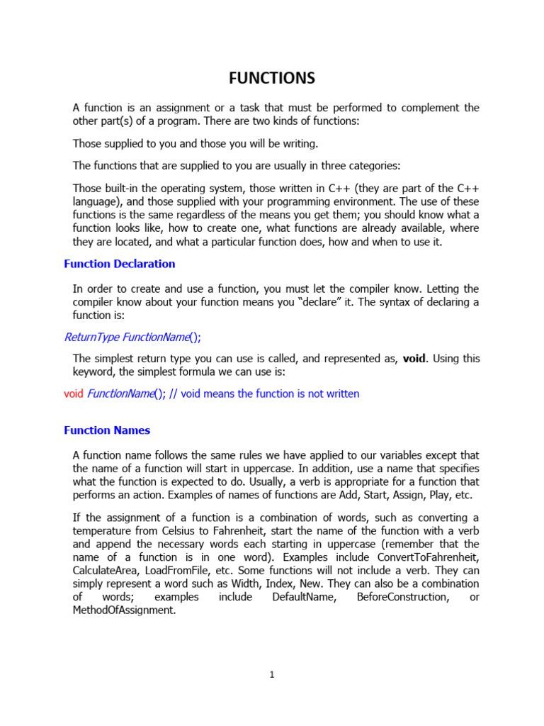 Lecture 5 Functions-1 | PDF | Function (Mathematics) | C++