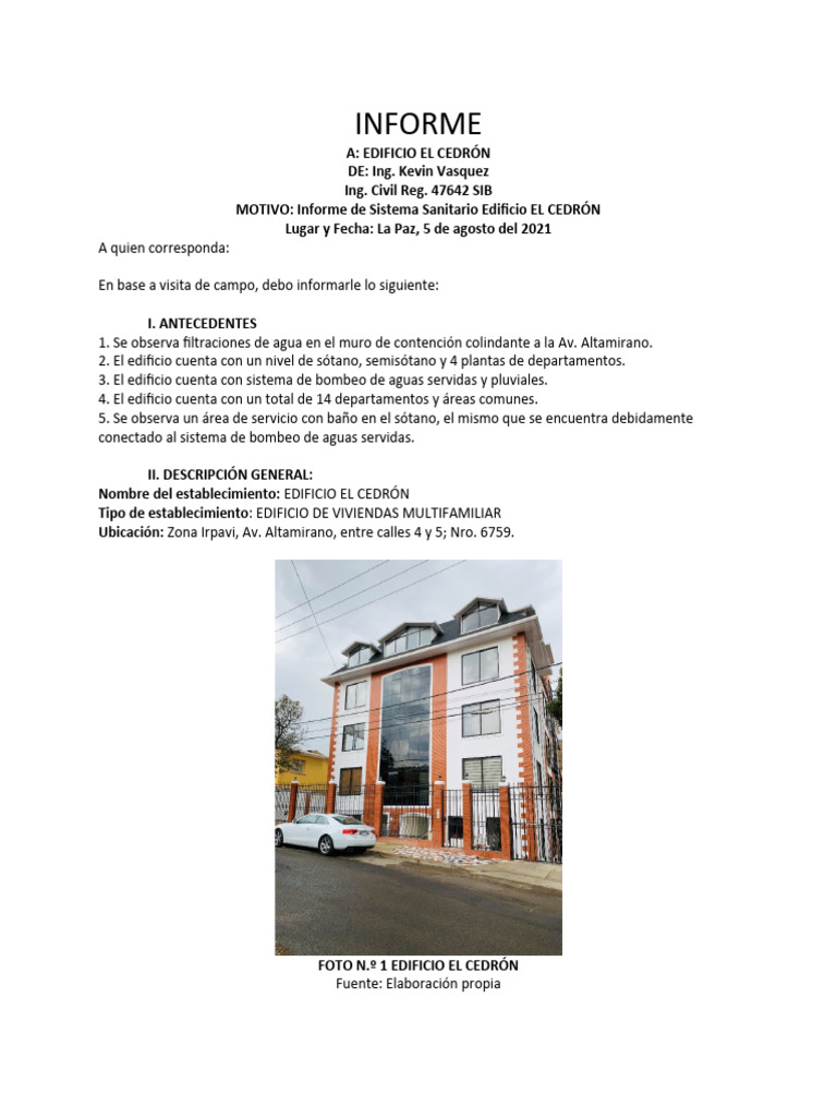 Informe El Cedron | PDF | Drenaje | Colector de aguas pluviales