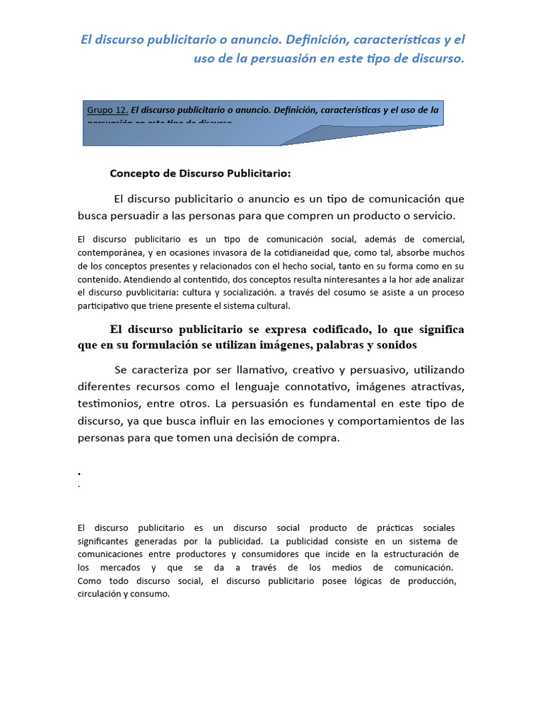 Discurso Publicitario: Definición y Ejemplos | PDF | Publicidad ...