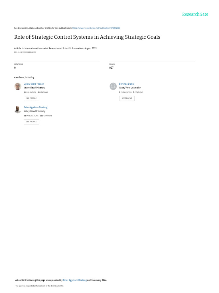 Role of Strategic Control Systems in Achieving Strategic Goals | PDF ...