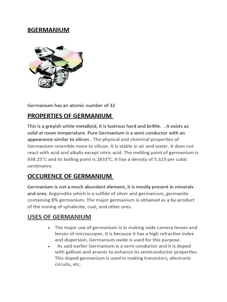 Properties and Uses of Germanium | PDF