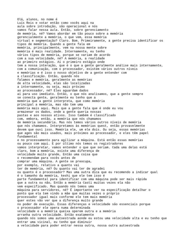Pt-Portuguese-3 - Gerenciamento de Memória - mp4 | PDF | Armazenamento ...