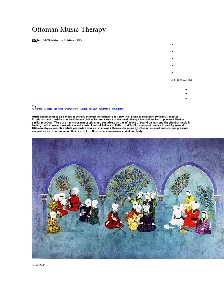 Ottoman Music Therapy | PDF | Faith Healing | Emotions