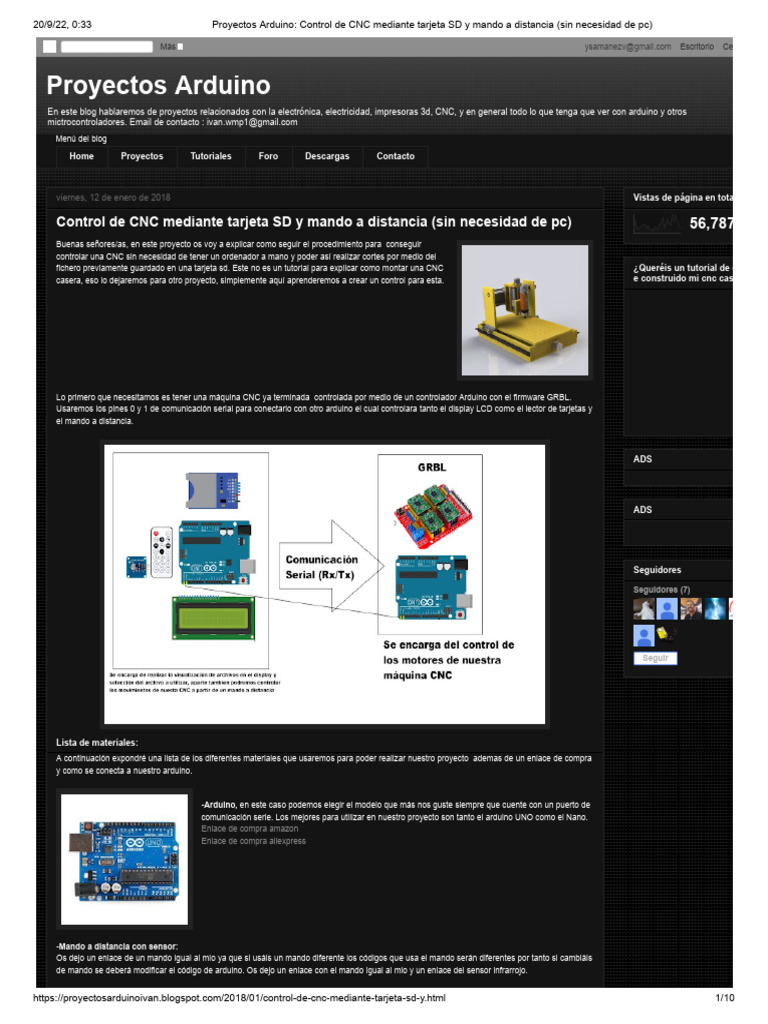 Proyectos Arduino - Control de CNC Mediante Tarjeta SD y Mando A Distancia (Sin Necesidad de PC ...