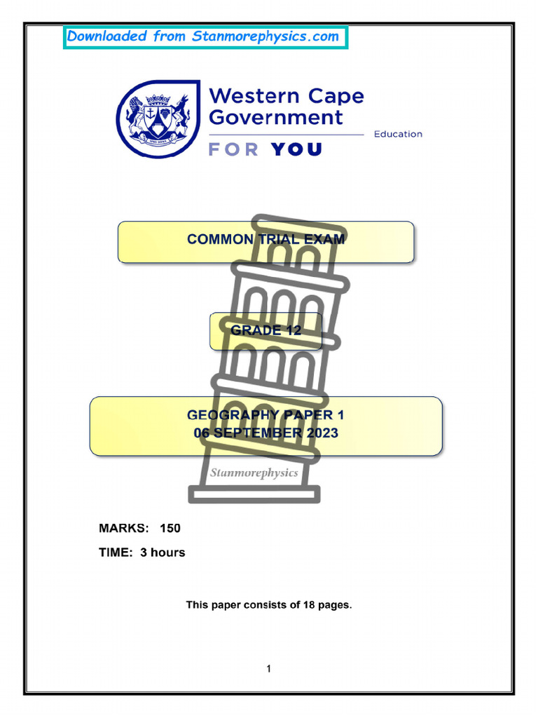 WC Geography Grade 12 Trail Exams 2023 P1 and Memo | PDF