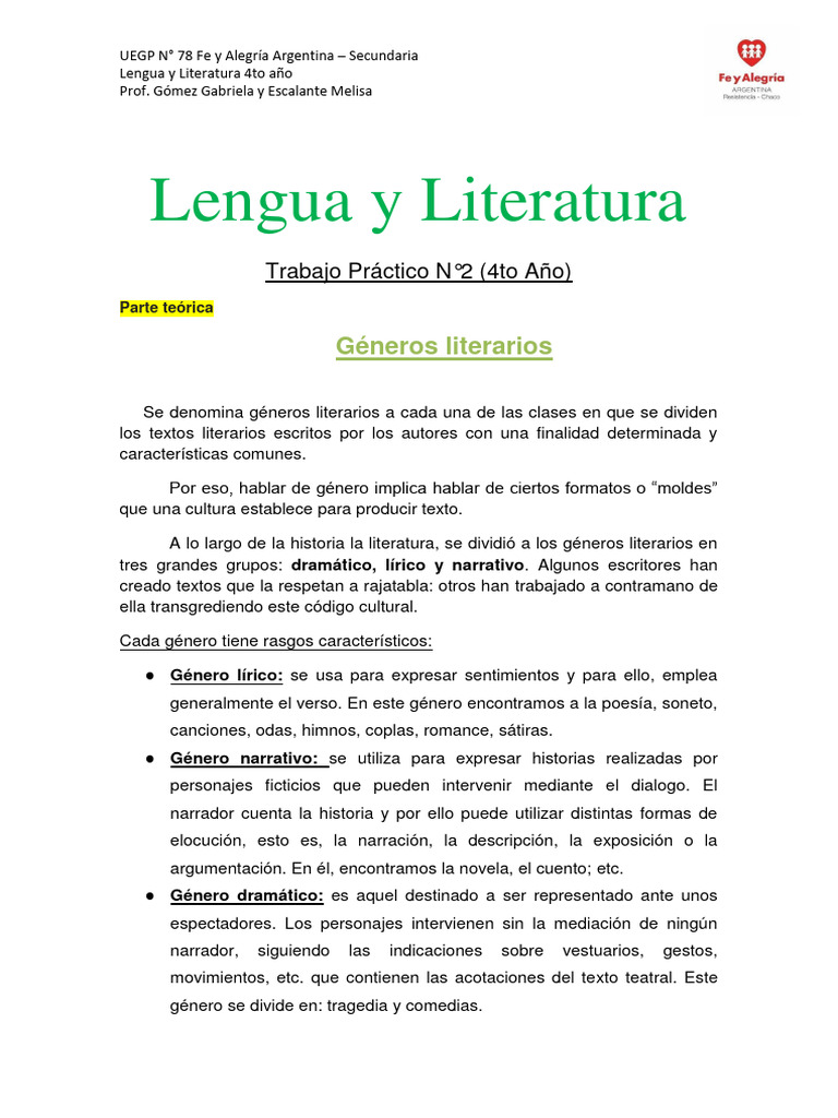 Lengua y Literatura 4to Año | PDF | Narración