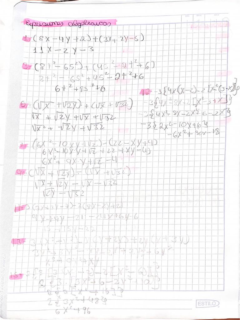 Expresiones Algebraicas Valeska Sanchez | PDF