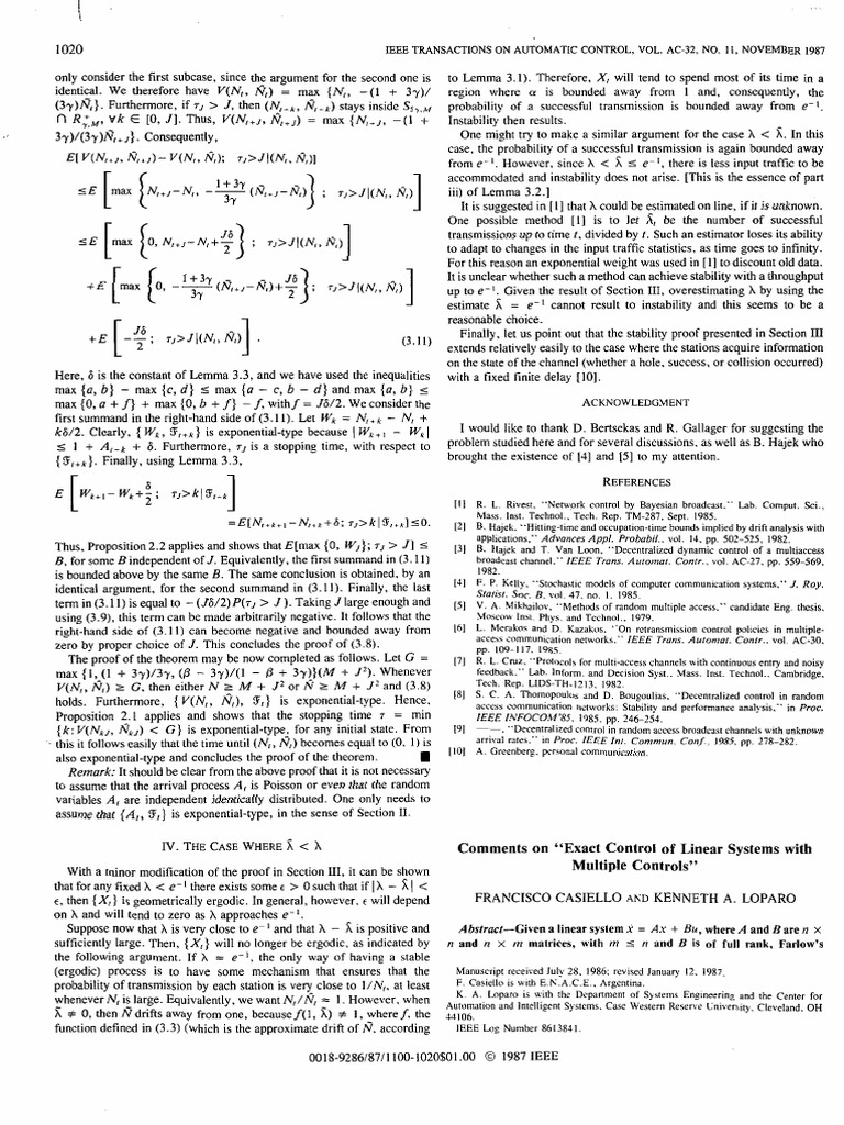 12 - Comments On Exact Control of Linear Systems With Multiple Controls ...