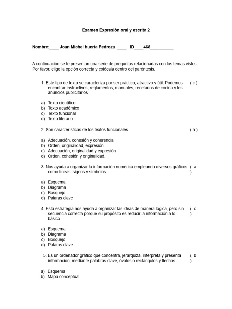 Examen E. O. y E. 2 PDF | PDF | Ensayos