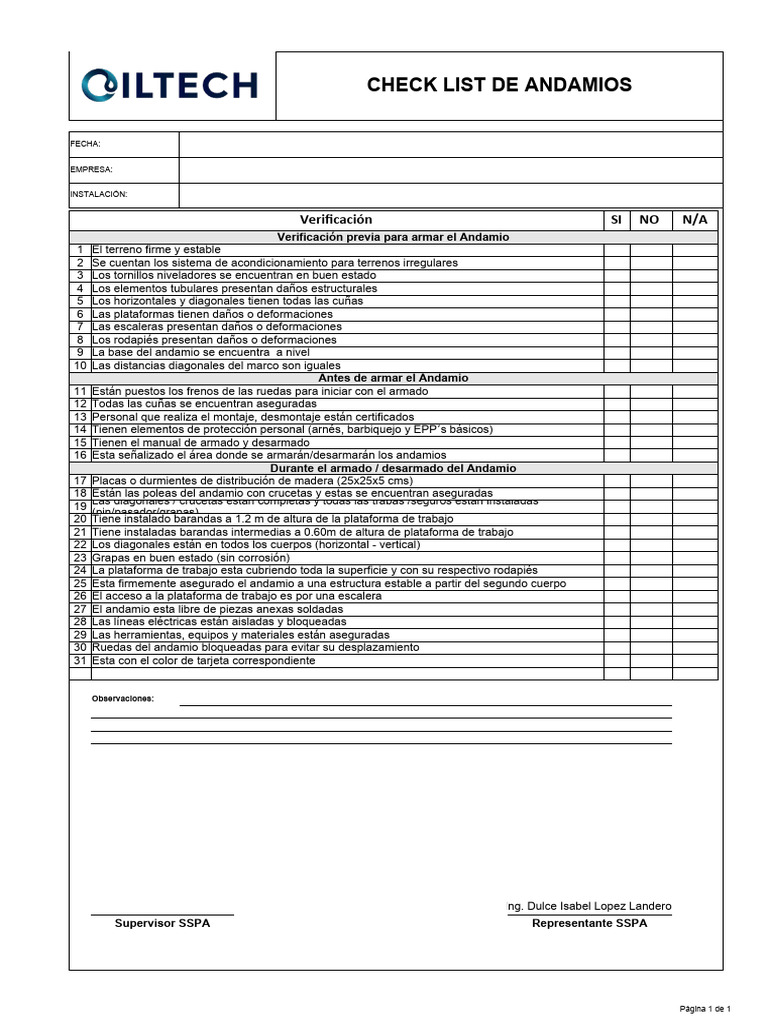 CHECK LIST ANDAMIOS | PDF | Andamio