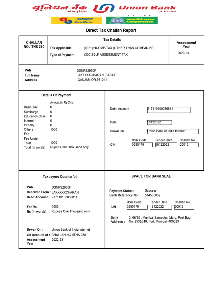 CBDTChallanForm18-12-2022 (1) 230726 083156 | PDF