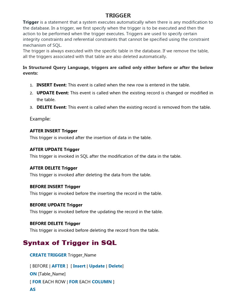 Triggers | Download Free PDF | Relational Database | Sql