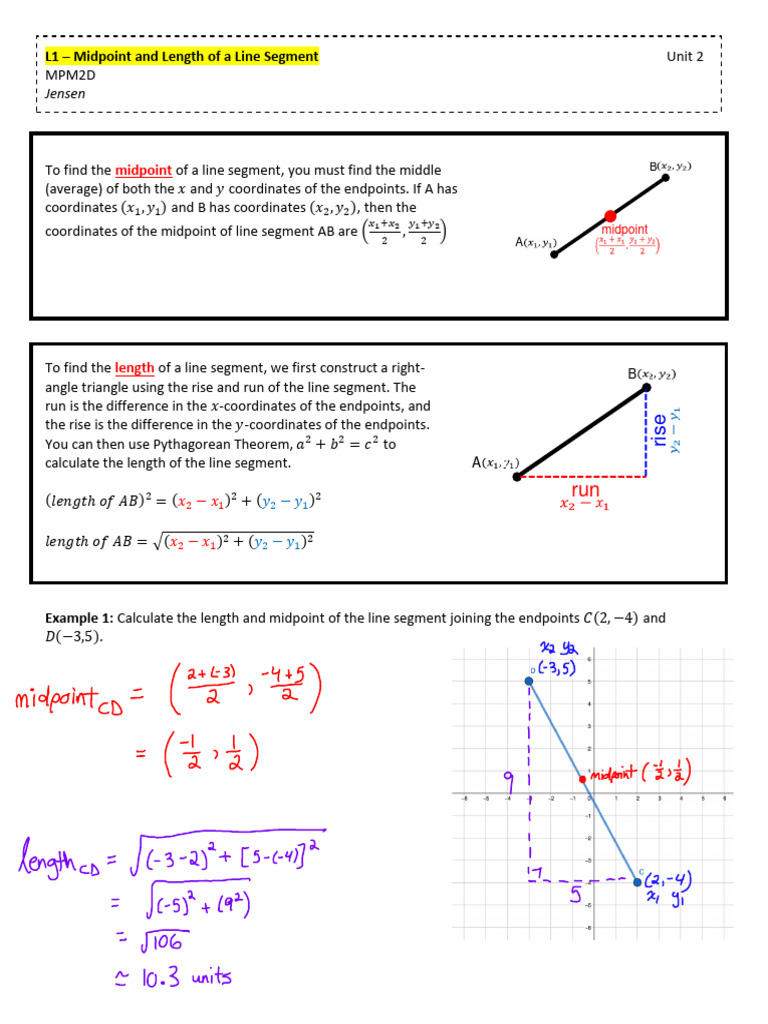 Midpoint and Length of Line Segments | PDF | Science & Mathematics ...