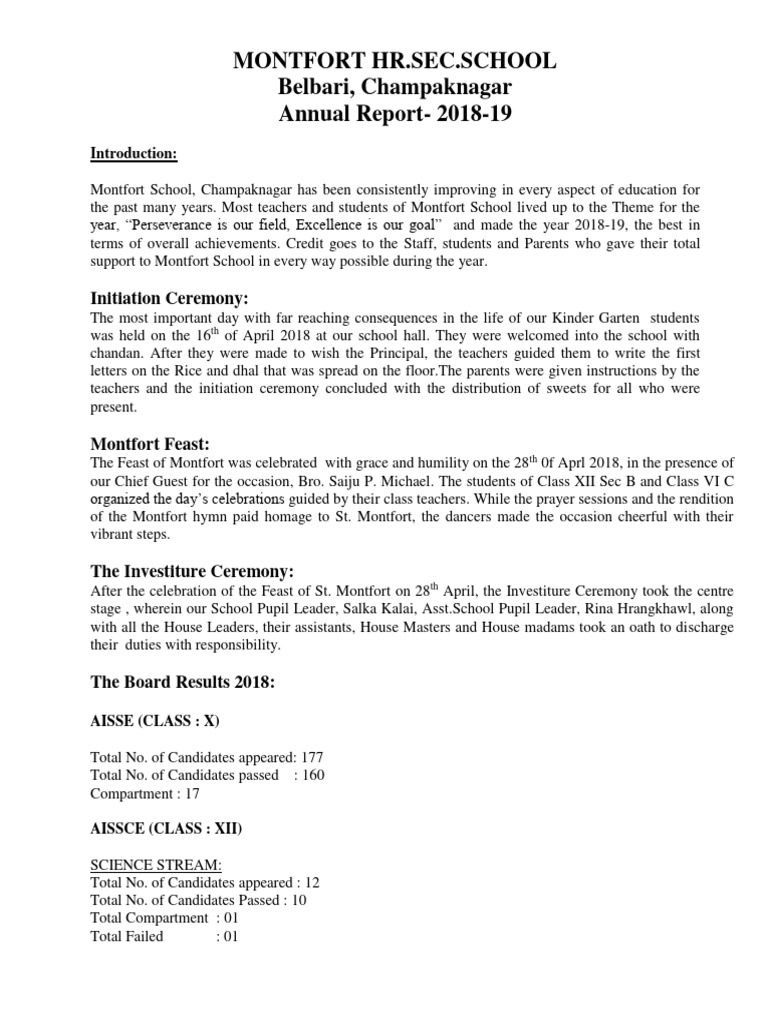 School Annual Report 2018 19 | PDF