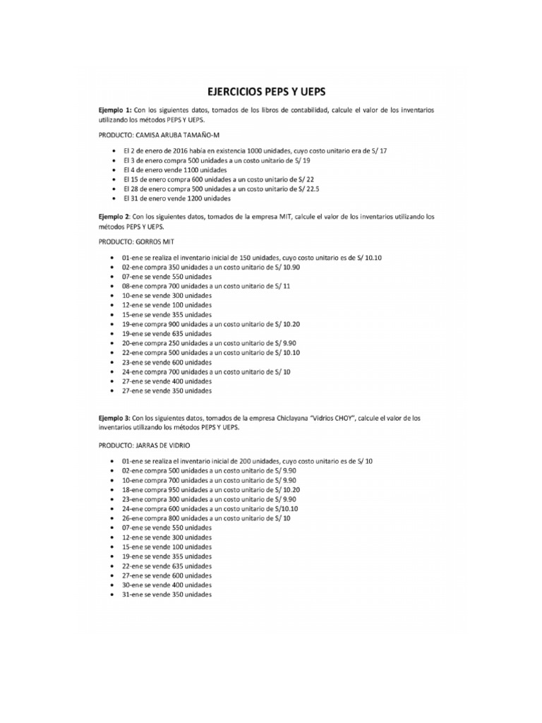Ejercicios PEPS, UEPS | PDF