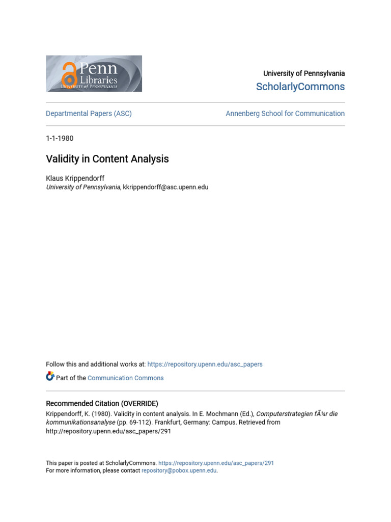 Basic Content Analysis | PDF | Validity (Statistics) | Information