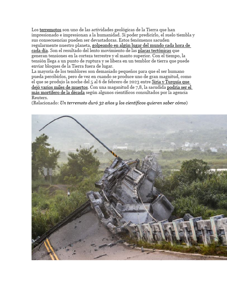 Terremoto | PDF | Ciencias sociales | Ciencia y matemática