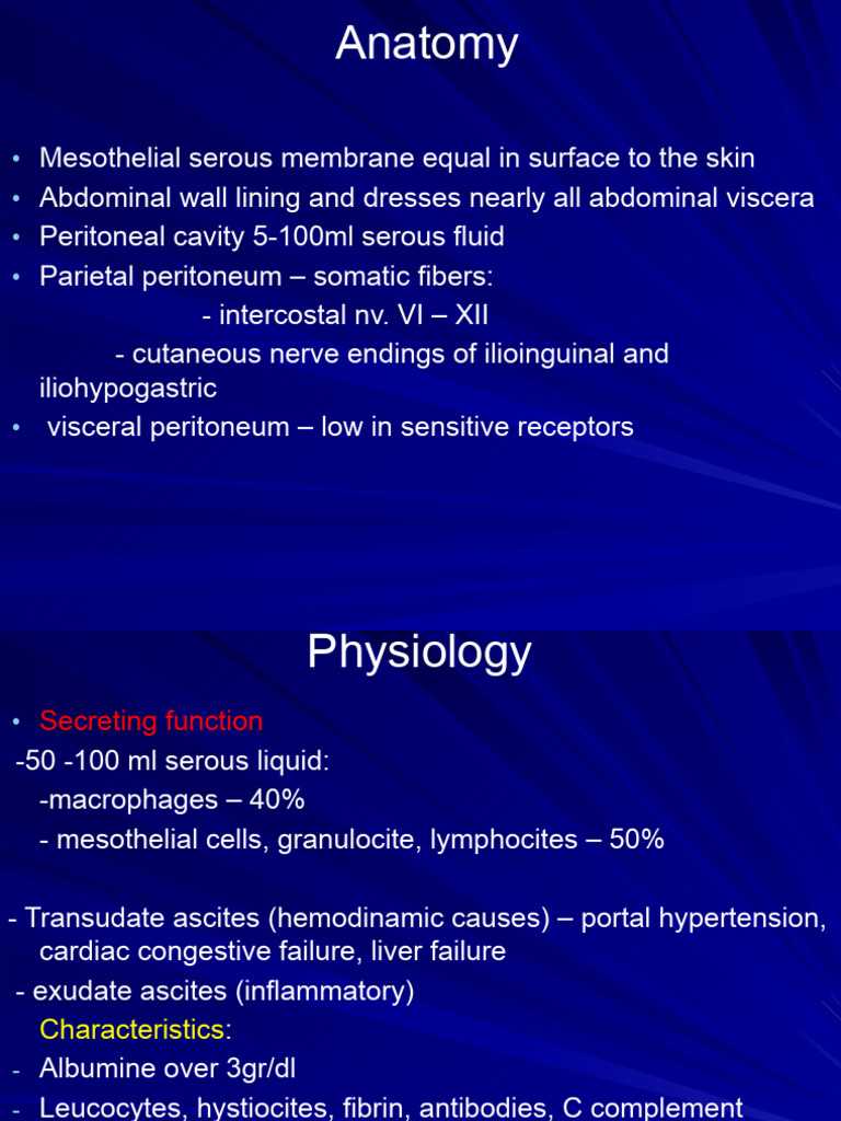 20. Peritonitis.ppt | Download Free PDF | Peritoneum | Inflammation