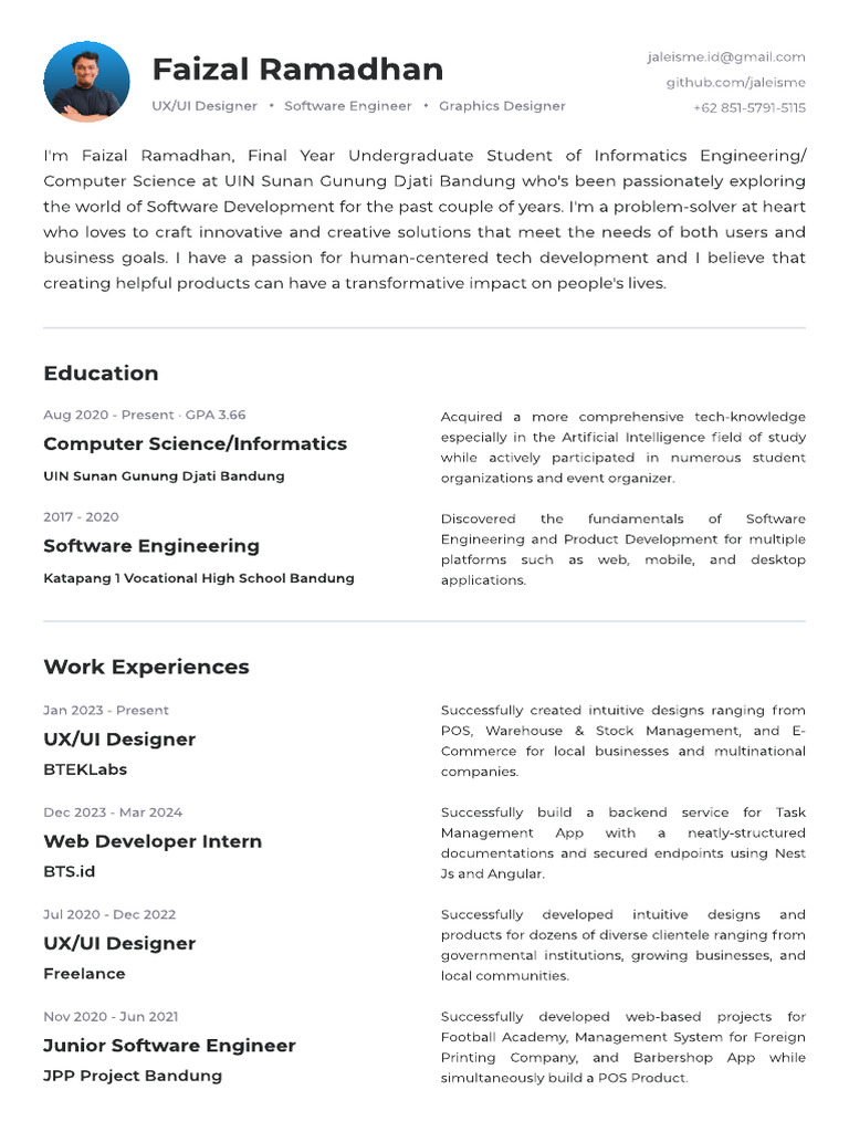 CV Faizal Ramadhan - 1 | Download Free PDF | Application Software | Computer Science