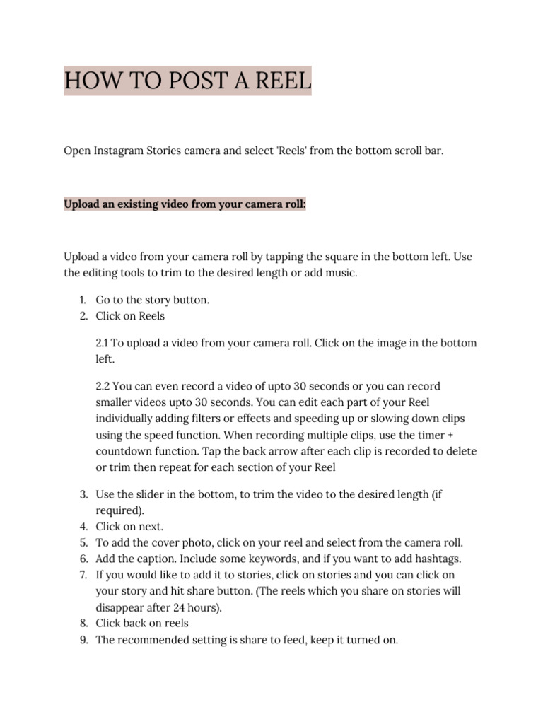 How To Post A Reel | PDF | Software | Computing