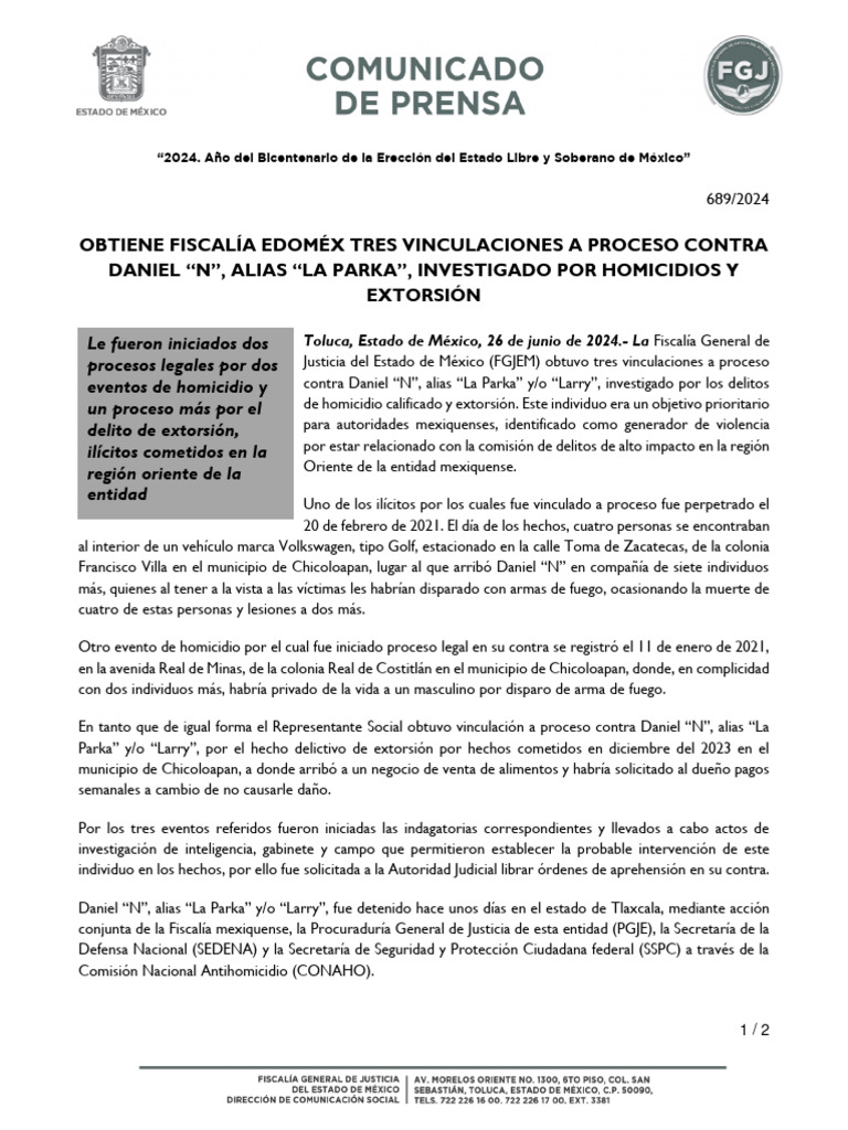 Comunicado 689 | PDF | México | Estado (política)