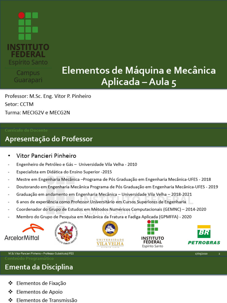 Aula5 Elementos de Transmissão | PDF | Engrenagem | Engenharia