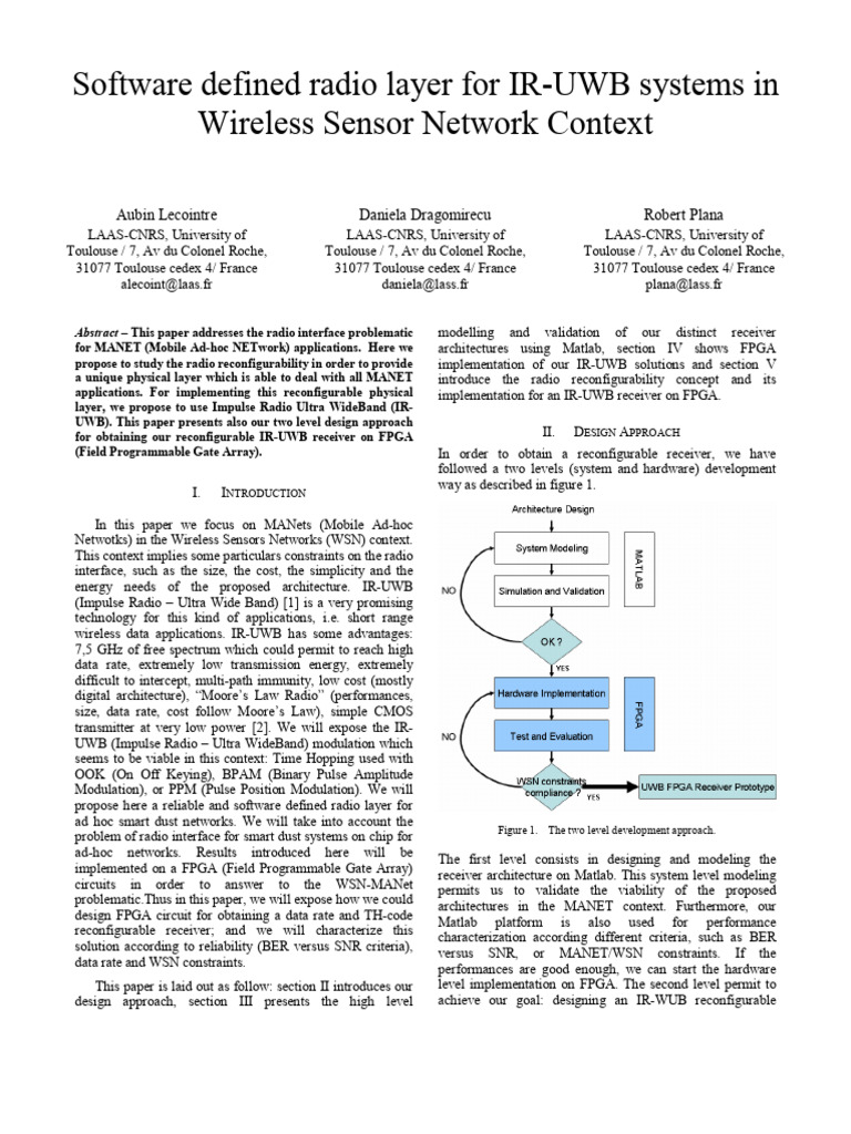 Software Defined Radio Layer For IR-UWB Systems in Wireless Sensor Network Context | PDF ...